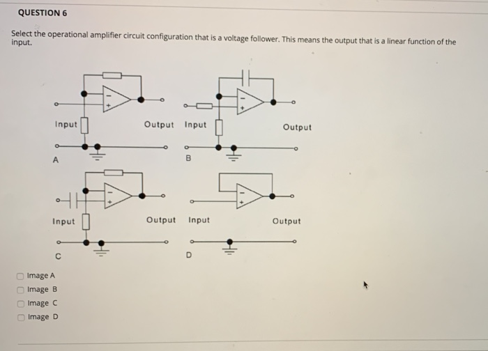 Solved QUESTION 6 Select the operational amplifier circuit | Chegg.com
