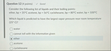 Solved Question 12 (4 ﻿points) ﻿SavedConsider the following | Chegg.com