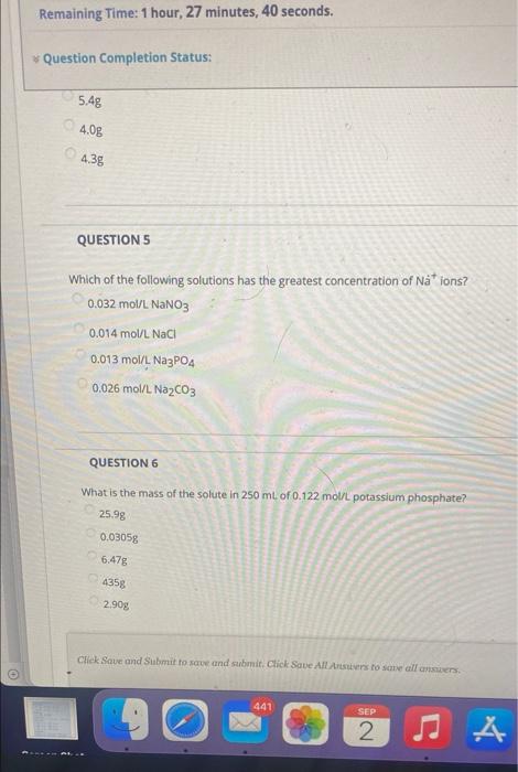 Solved Remaining Time: 1 hour, 27 minutes, 40 seconds. | Chegg.com