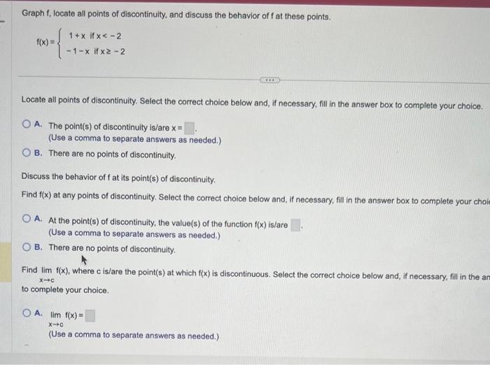 Solved Graph f, locate all points of discontinuity, and | Chegg.com