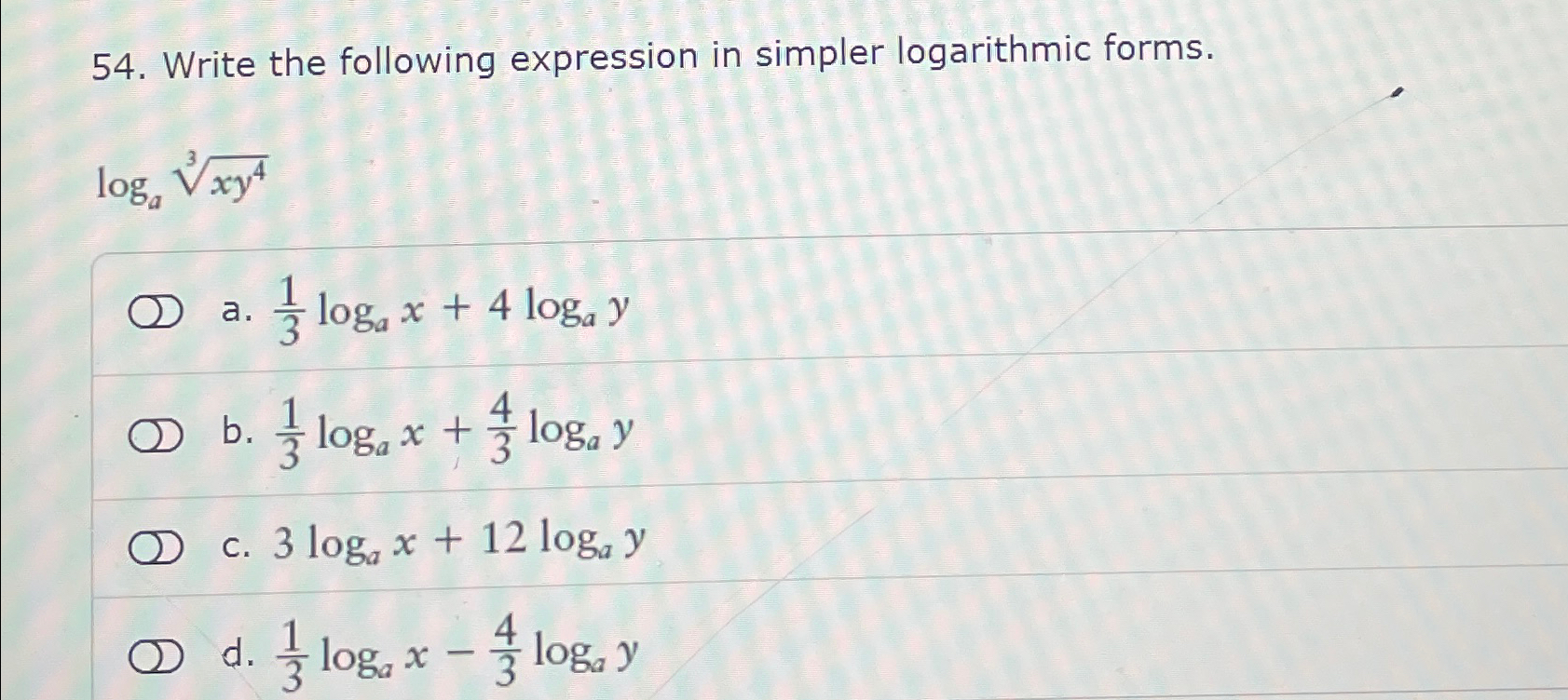 Solved Write the following expression in simpler logarithmic | Chegg.com