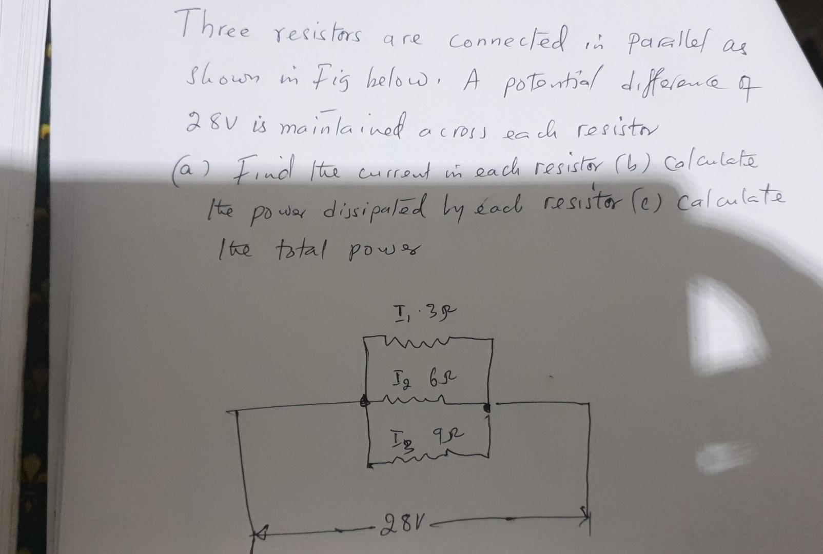 [Solved]: Three resistors are connected in parallef as