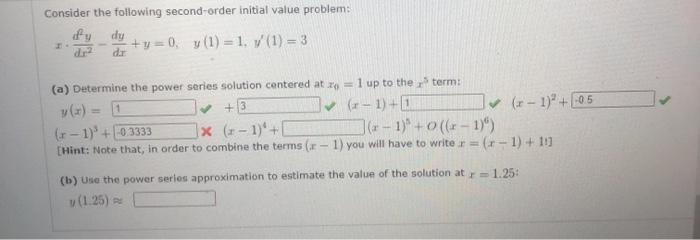 Solved Consider the following second-order initial value | Chegg.com