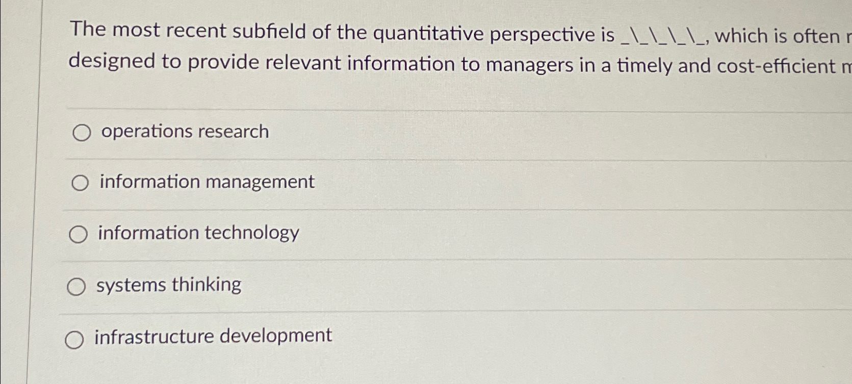 Solved The most recent subfield of the quantitative | Chegg.com