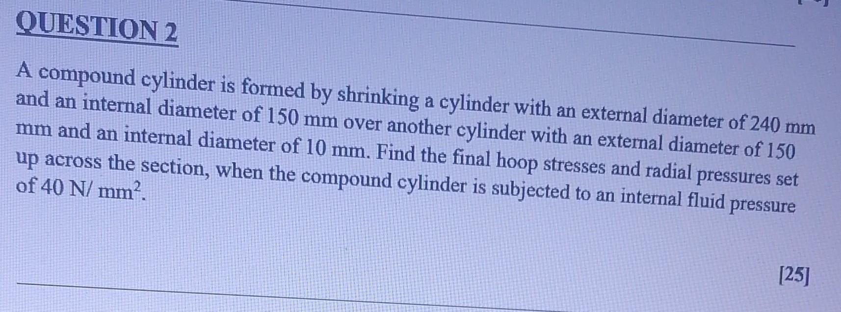 Solved A compound cylinder is formed by shrinking a cylinder | Chegg.com