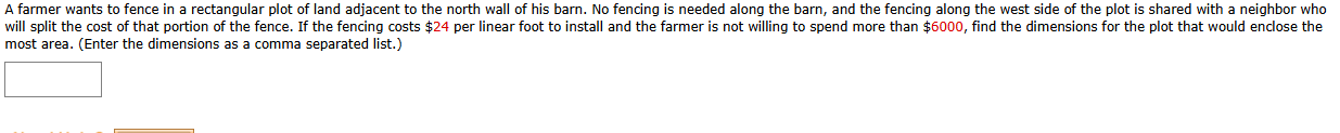 Solved A farmer wants to fence in a rectangular plot of land | Chegg.com
