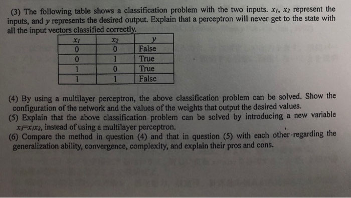 Solved (3) The following table shows a classification | Chegg.com