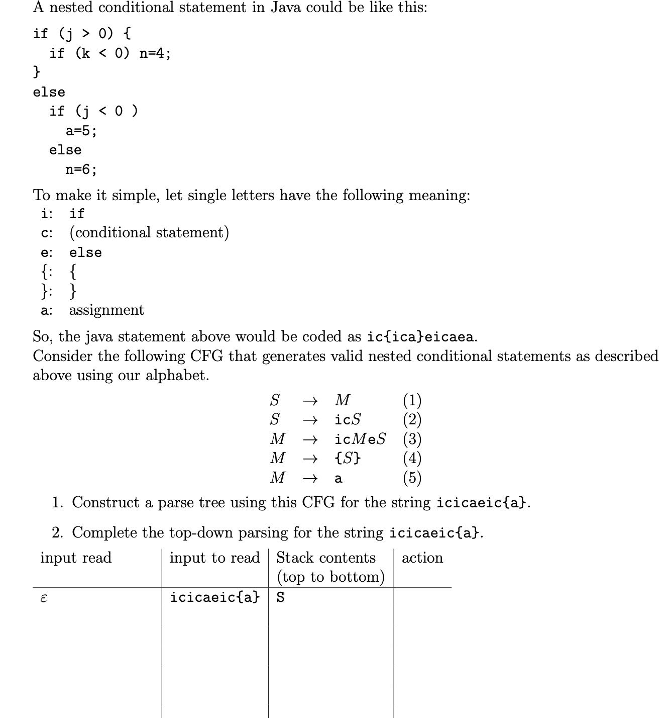 Solved 1. ﻿Construct a parse tree using this CFG ﻿for the | Chegg.com