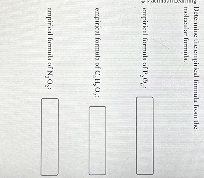 Solved Determine the empirical formula from the molecular | Chegg.com