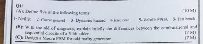 Solved Q1/(A): Defin Six of the following terms: 1-Netlist | Chegg.com Solved Q1/(A): Defin Six of the following terms: 1-Netlist | Chegg.com