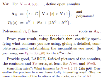 V4: For N=4,5,6,dots, define open | Chegg.com