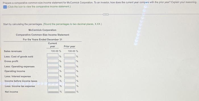 Solved Prepare a comparative common-size income statement | Chegg.com