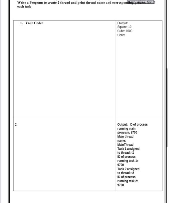 Solved Lab Activities 1. Write a Program to create 2 thread | Chegg.com