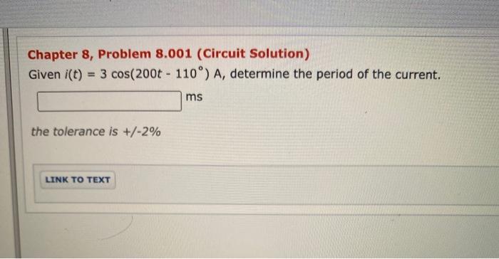 Solved Chapter 8 Problem 8001 Circuit Solution Given 0077