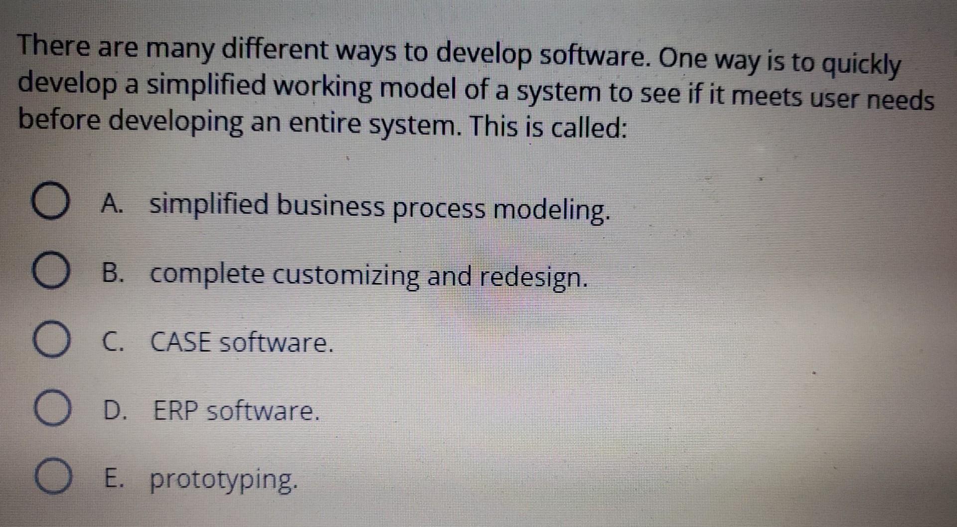 Solved There are many different ways to develop software. | Chegg.com