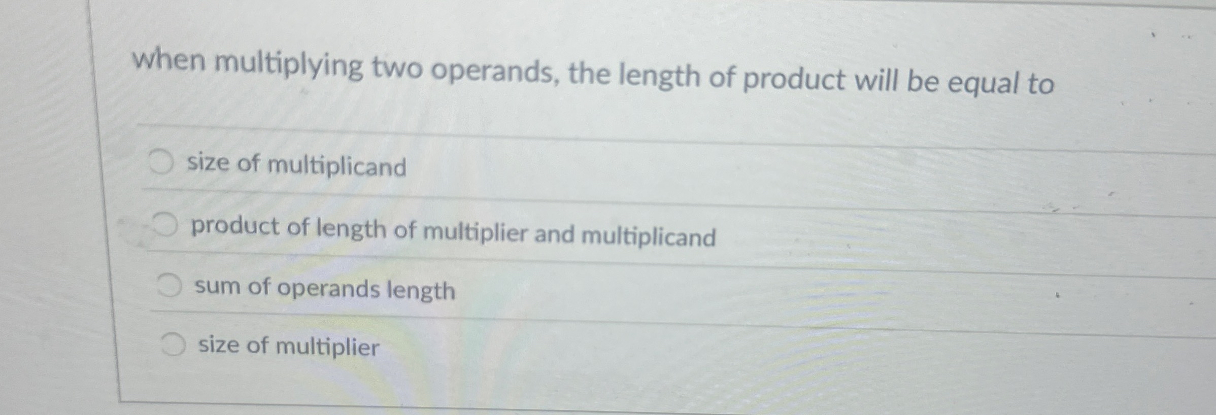 Solved when multiplying two operands, the length of product | Chegg.com