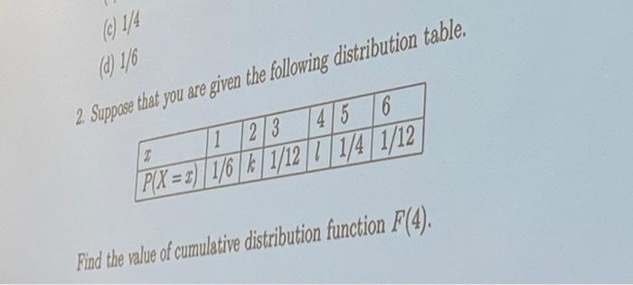 Solved Find the value of cumulative distribution function | Chegg.com