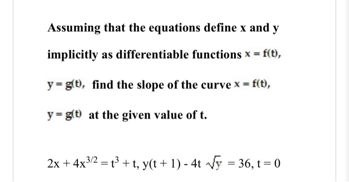 Solved Assuming that the equations define x and y implicitly | Chegg.com