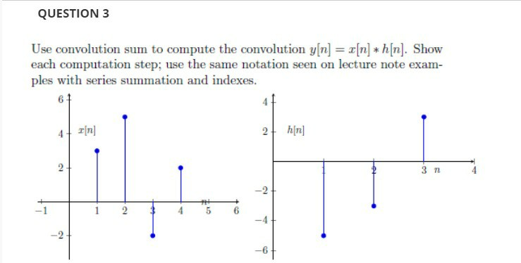 Solved QUESTION 3 Use convolution sum to compute the | Chegg.com