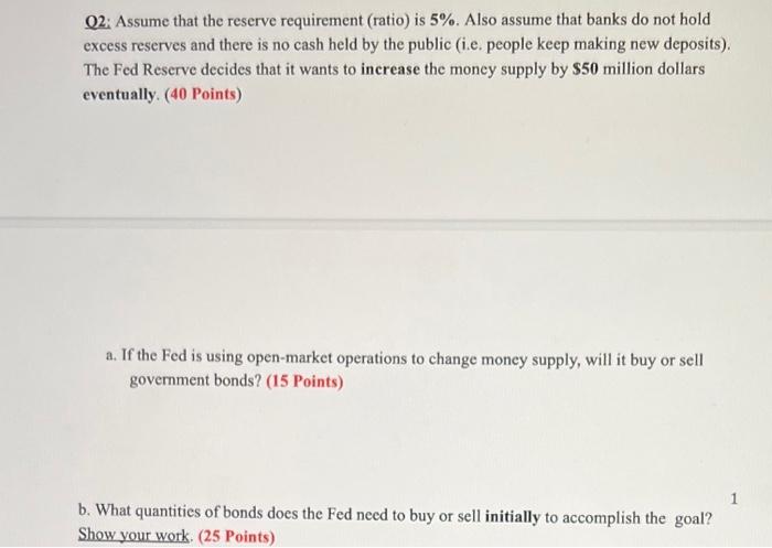 Solved Q2: Assume that the reserve requirement (ratio) is | Chegg.com