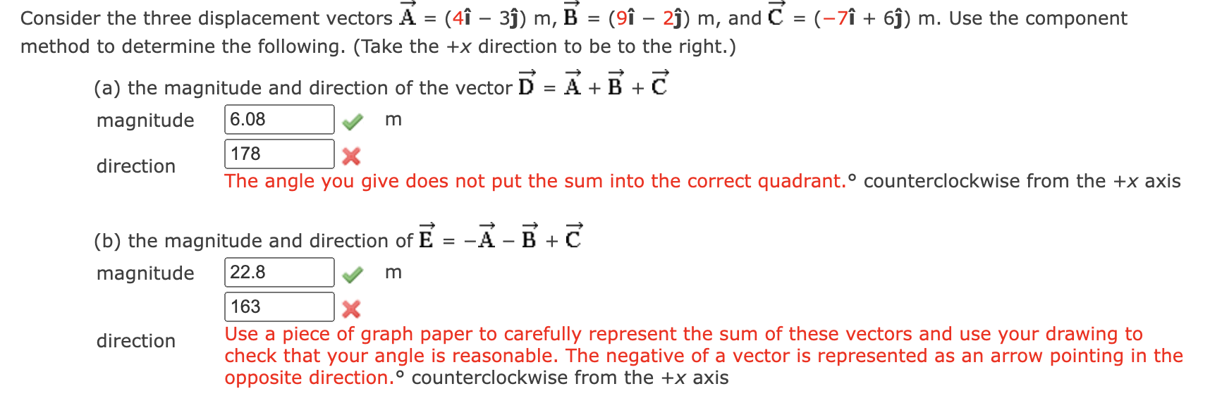 Solved Consider the three displacement vectors | Chegg.com