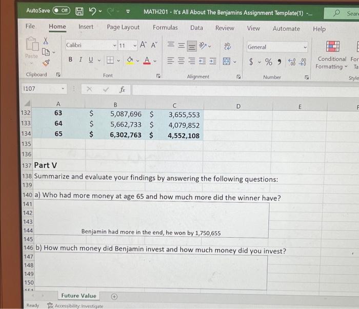 AutoSave Off File. Paste Clipboard 1107 X Home A 63 | Chegg.com