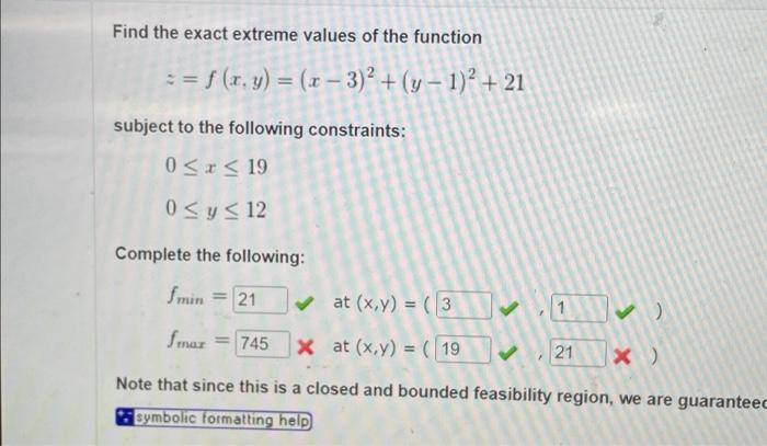 Solved Find the exact extreme values of the function | Chegg.com