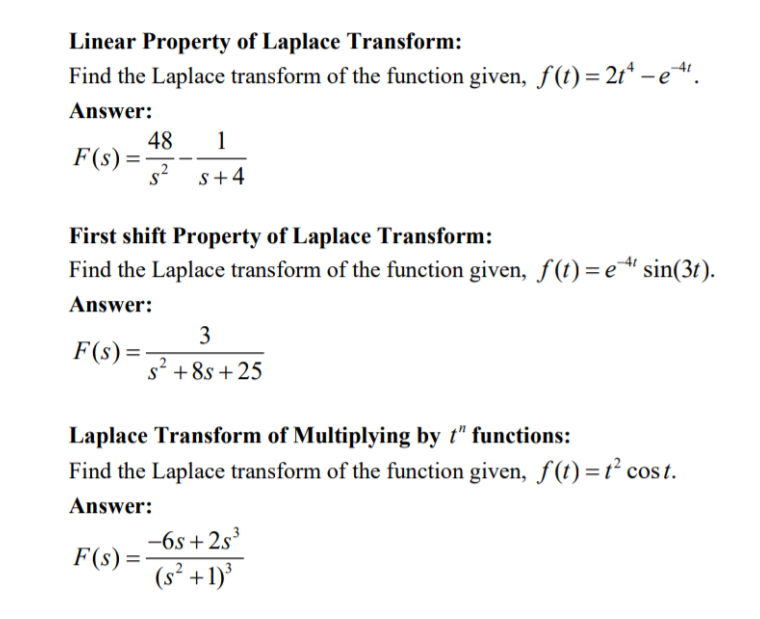 Solved Linear Property of Laplace Transform: Find the | Chegg.com