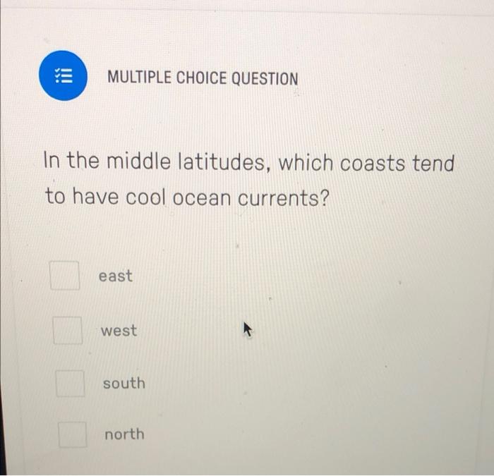 Solved Ocean Currents (Ocean Gyres) MULTIPLE CHOICE QUESTION | Chegg.com