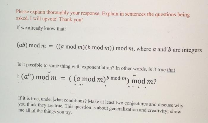 Solved Please explain thoroughly your response. Explain in | Chegg.com