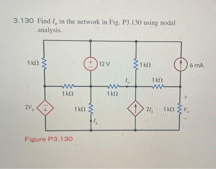 Solved 3.130 Find Io in the network in Fig. P3.130 using | Chegg.com