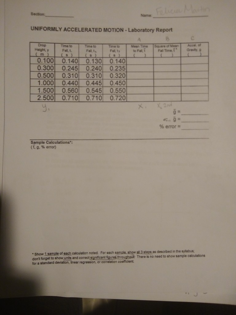 Solved show one sample of each calculation noted for each | Chegg.com
