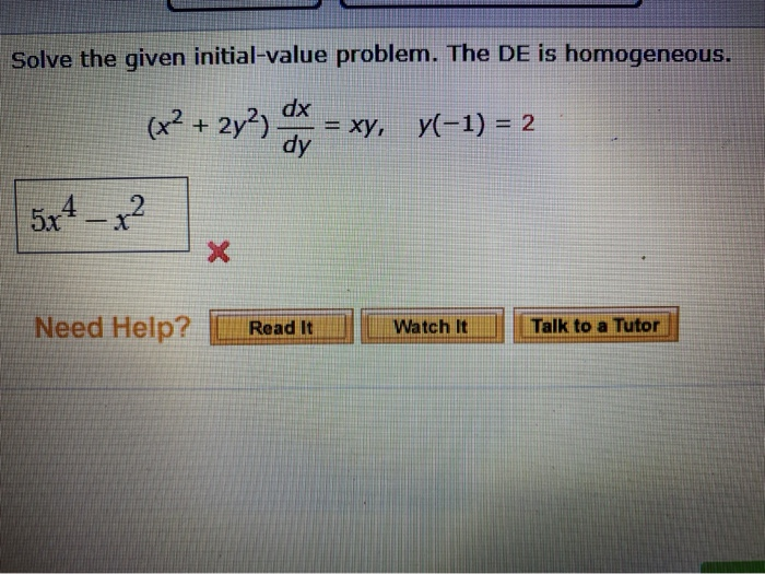 Solved Solve the given initial-value problem. The DE is | Chegg.com