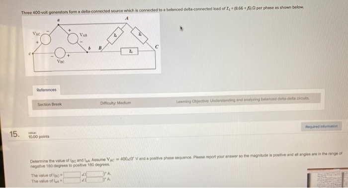 Solved Three 400 volt generators forma delta-connected | Chegg.com
