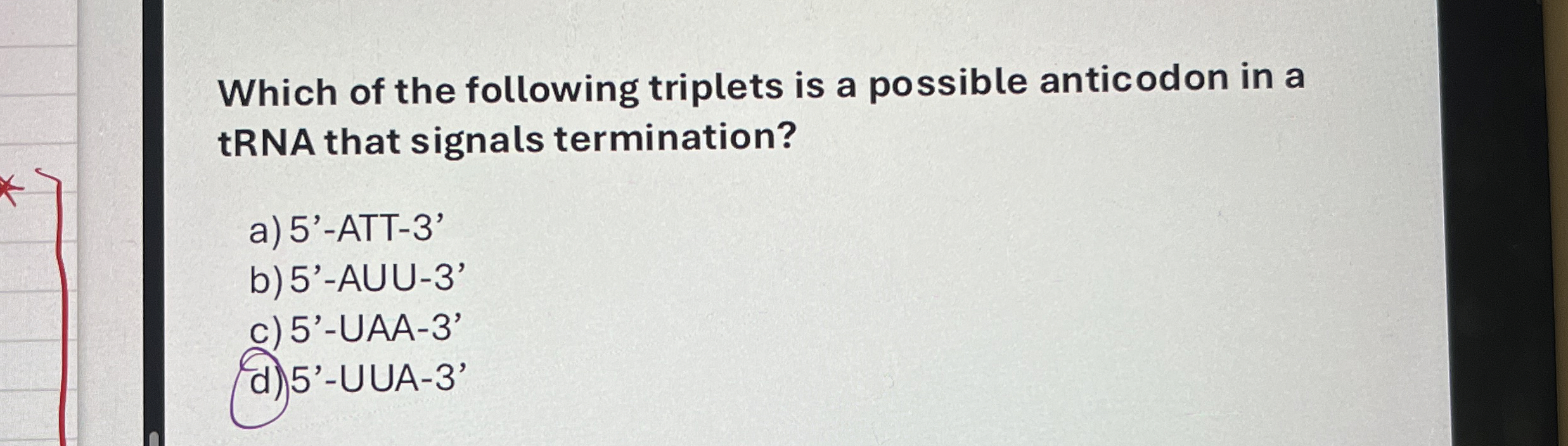 Solved Which of the following triplets is a possible | Chegg.com