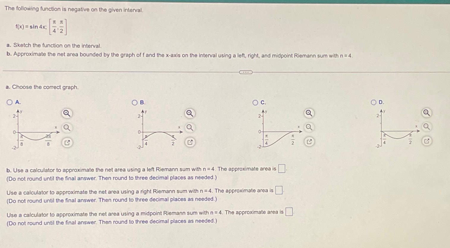Solved The following function is negative on the given | Chegg.com