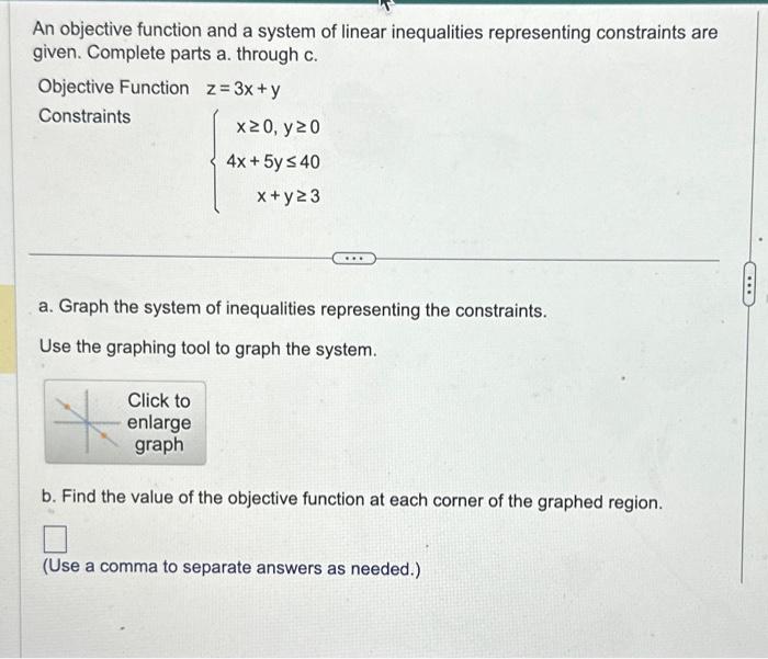 Solved An objective function and a system of linear | Chegg.com