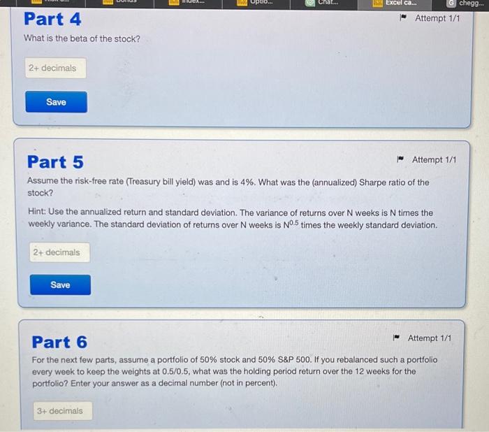 What is the standard deviation of weekly returns for | Chegg.com