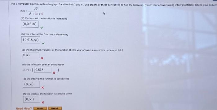 Solved se a computer algebra system to graph f and to find f | Chegg.com