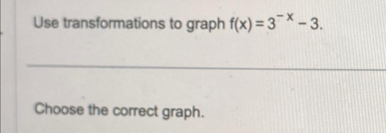 Solved Use transformations to graph f(x)=3-x-3.Choose the | Chegg.com