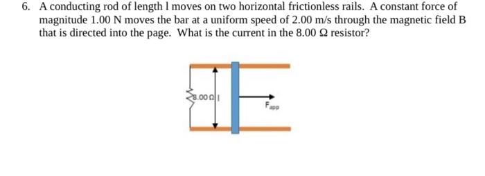 Solved 6. A conducting rod of length l moves on two | Chegg.com