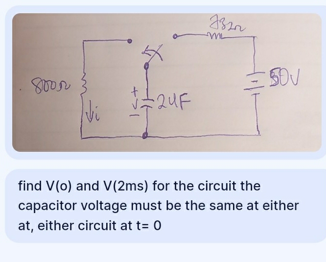 Solved find V (o) ﻿and ) ﻿for the circuit the capacitor | Chegg.com