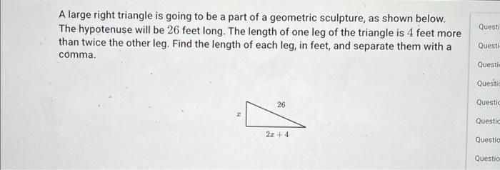 Solved A large right triangle is going to be a part of a | Chegg.com