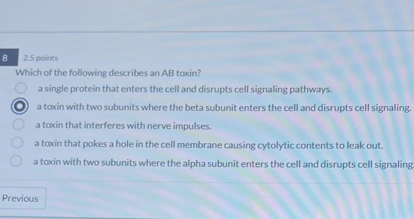 Solved 2.5 ﻿pointsWhich of the following describes an AB | Chegg.com