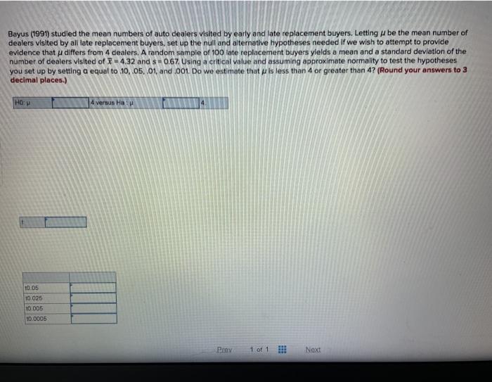 Solved Bayus (1991) studied the mean numbers of auto dealers | Chegg.com