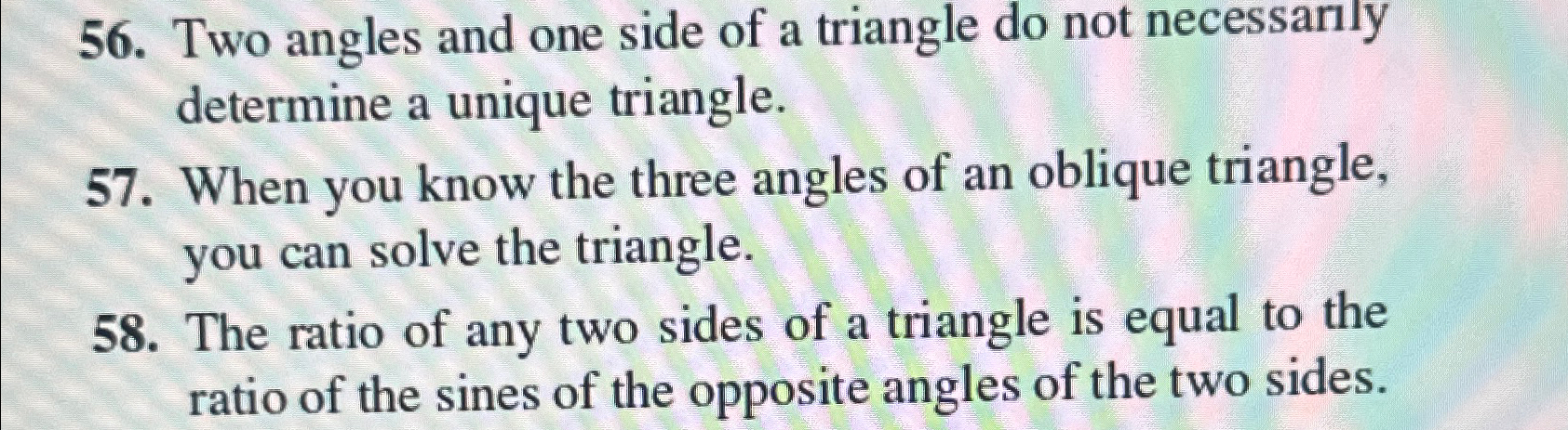 Solved Two angles and one side of a triangle do not | Chegg.com