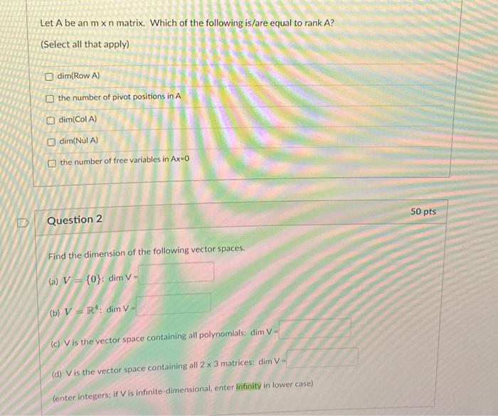 Solved Let A be an m x n matrix. Which of the following | Chegg.com