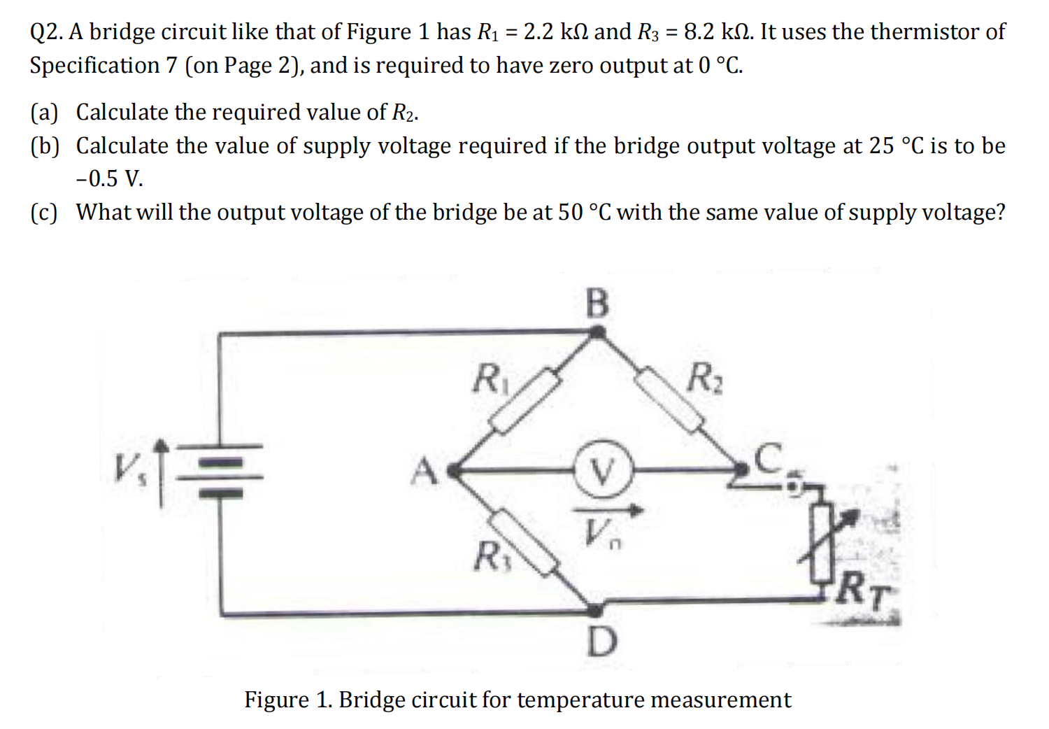 Solved Q2. ﻿A bridge circuit like that of Figure 1 ﻿has | Chegg.com