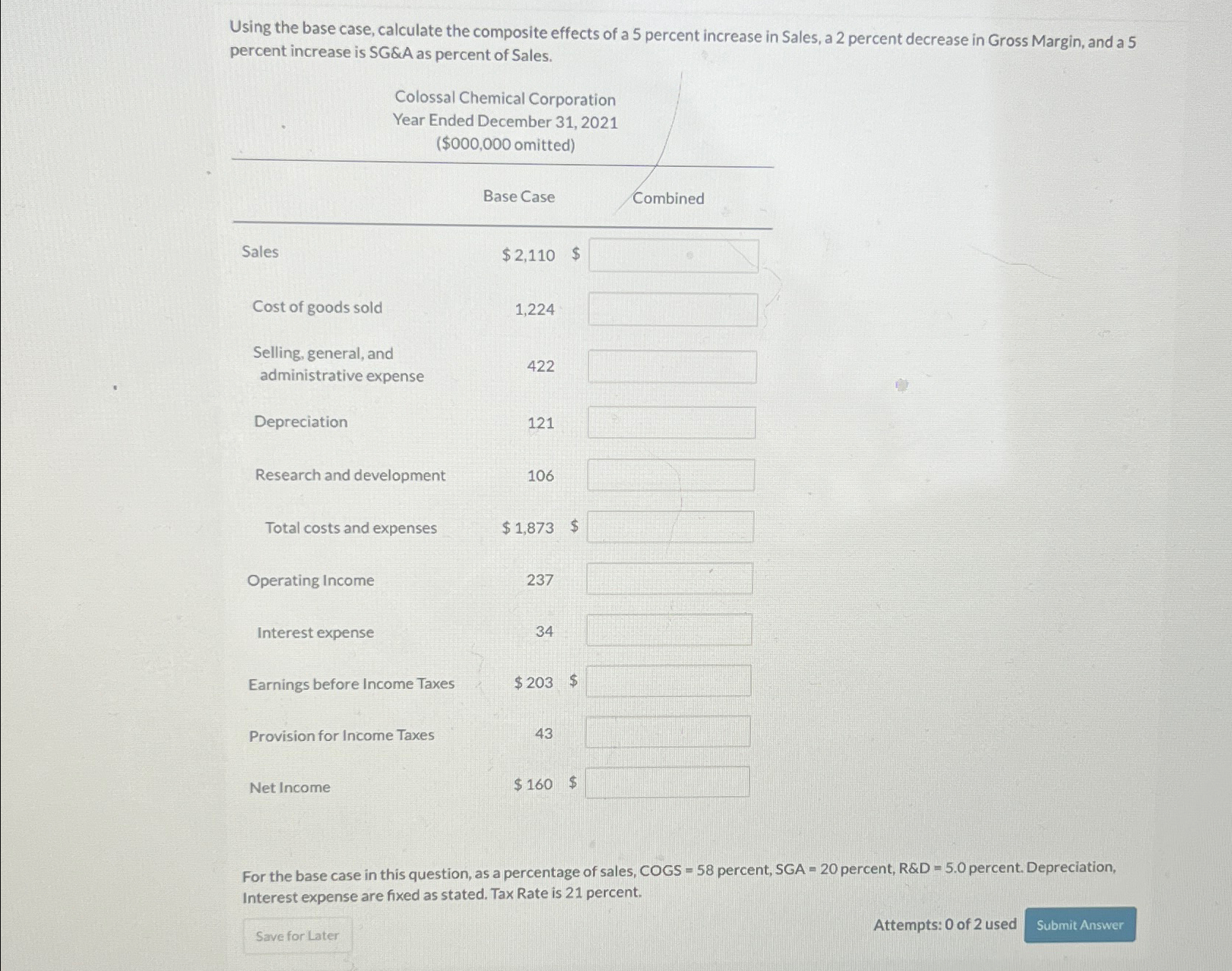 Solved Using the base case, calculate the composite effects | Chegg.com