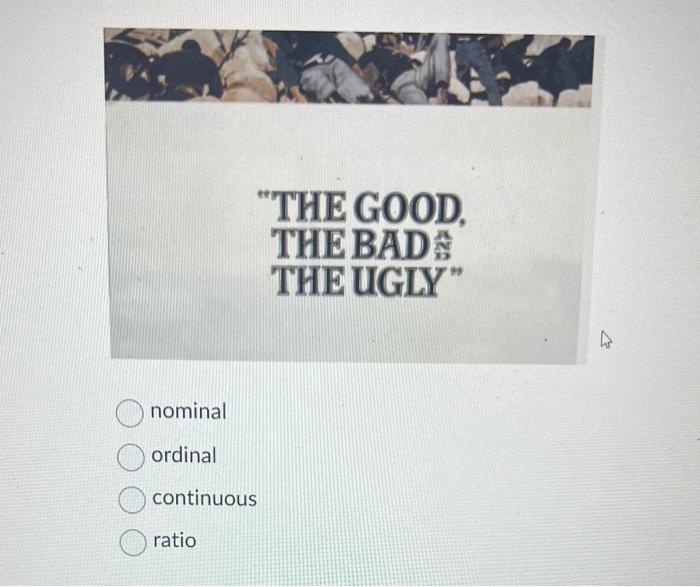 Solved What level of measurement is depicted below? nominal | Chegg.com